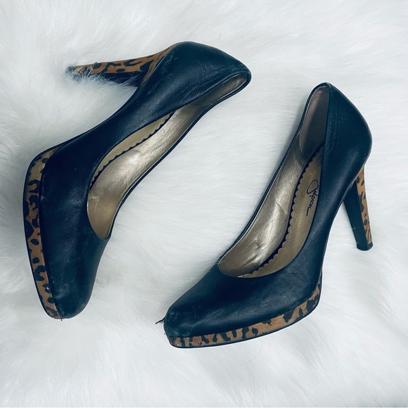 Jessica Simpson | Shoes | Jessica Simpson Black Leopard Detailed Heels ...